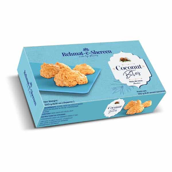 Rehmat e Shereen Coconut Bites 250g x 24 - Mega International Foods Aust